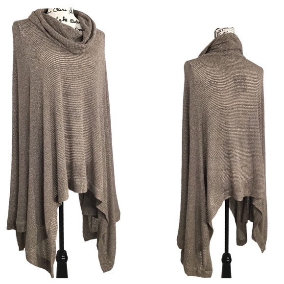 DBFL | Sweaters | Db Life Metallic Cowlneck Poncho Sweater Oversized ...